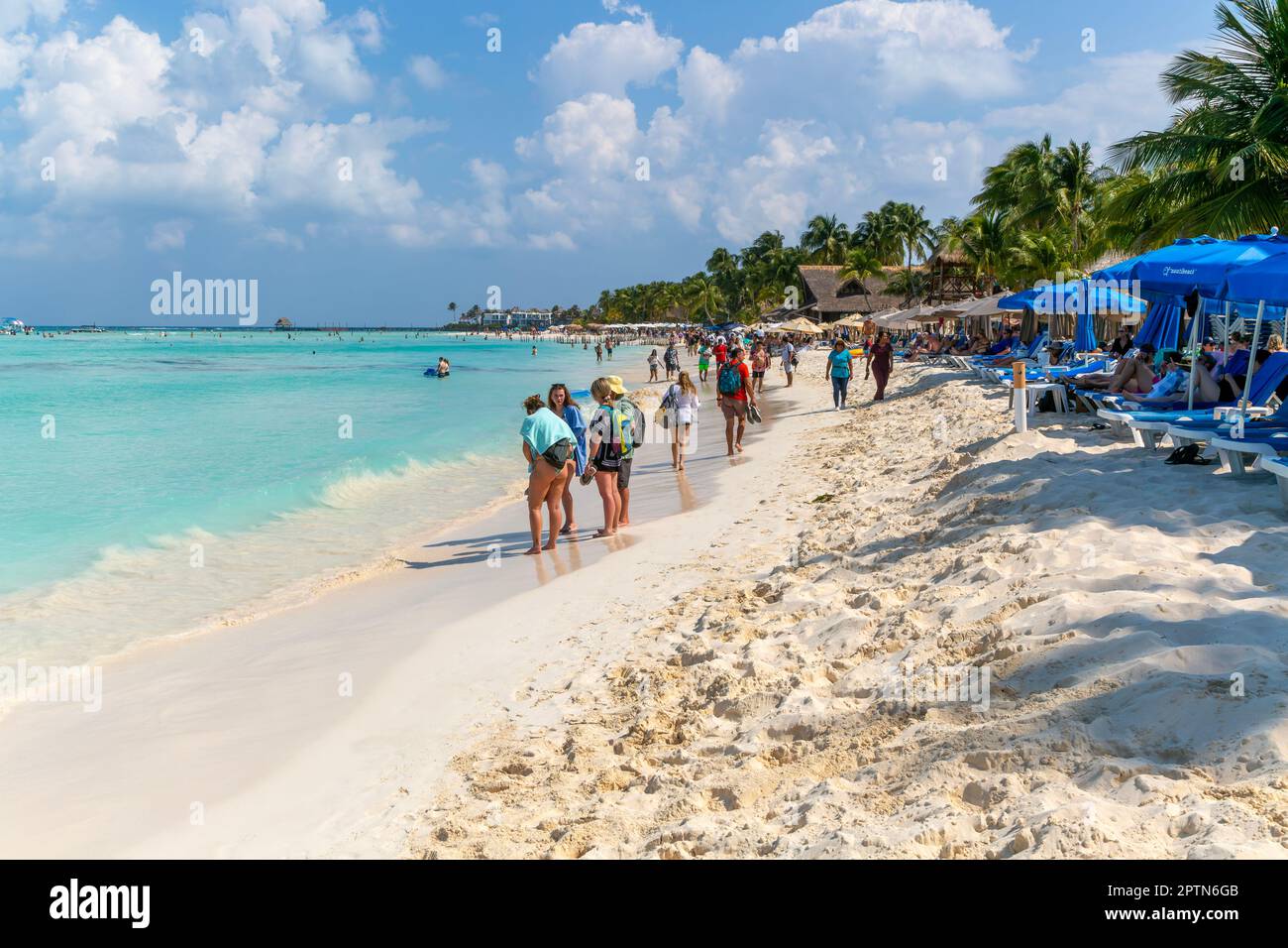 People on Playa Norte beach, Isla Mujeres, Caribbean Coast, Cancun ...