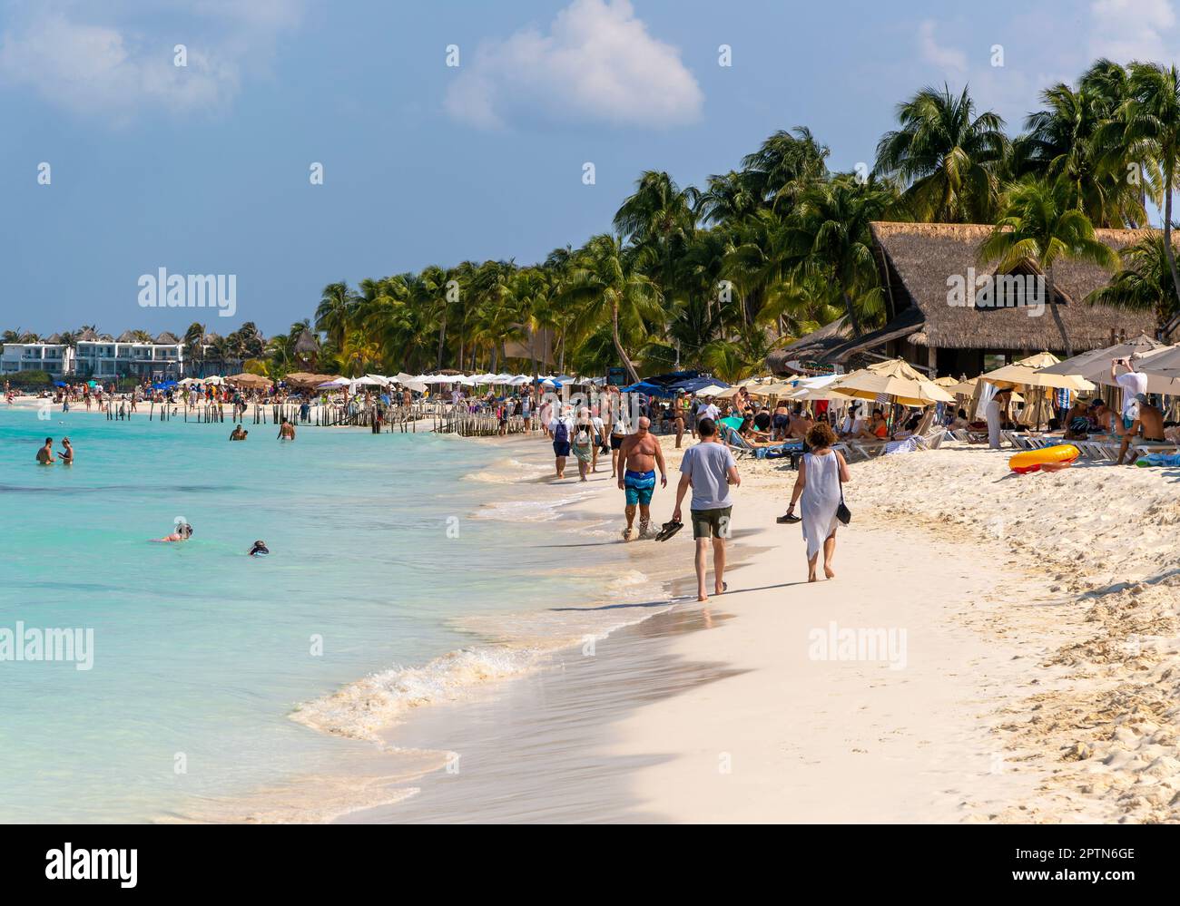 People on Playa Norte beach, Isla Mujeres, Caribbean Coast, Cancun ...