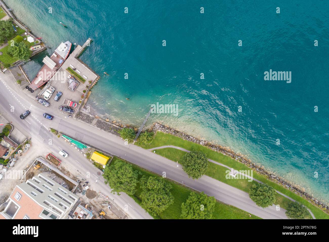 Aerial Top view on a dock in Lake Lucern, Switzerland Stock Photo - Alamy