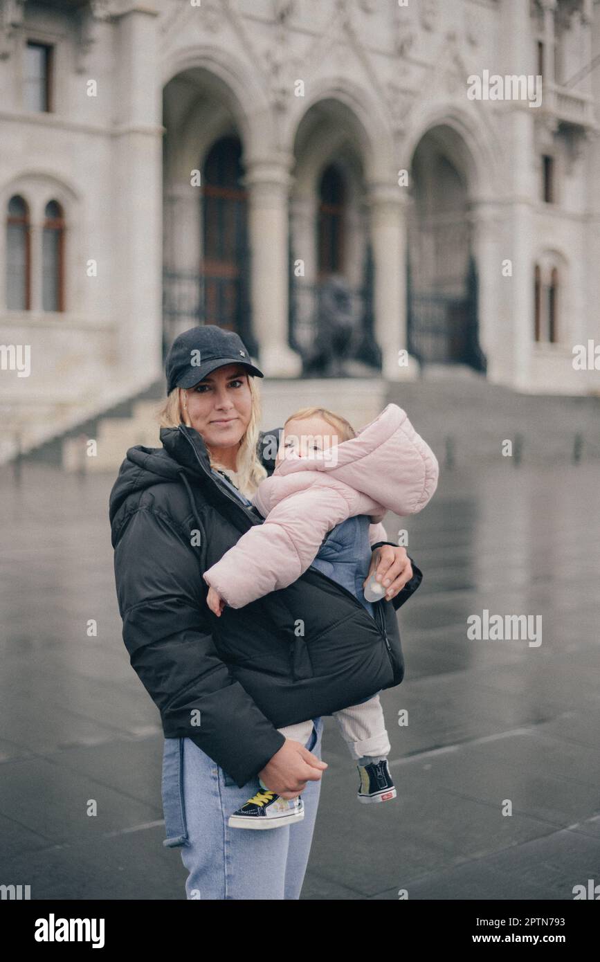young mom with her daughter in Budapest Stock Photo - Alamy