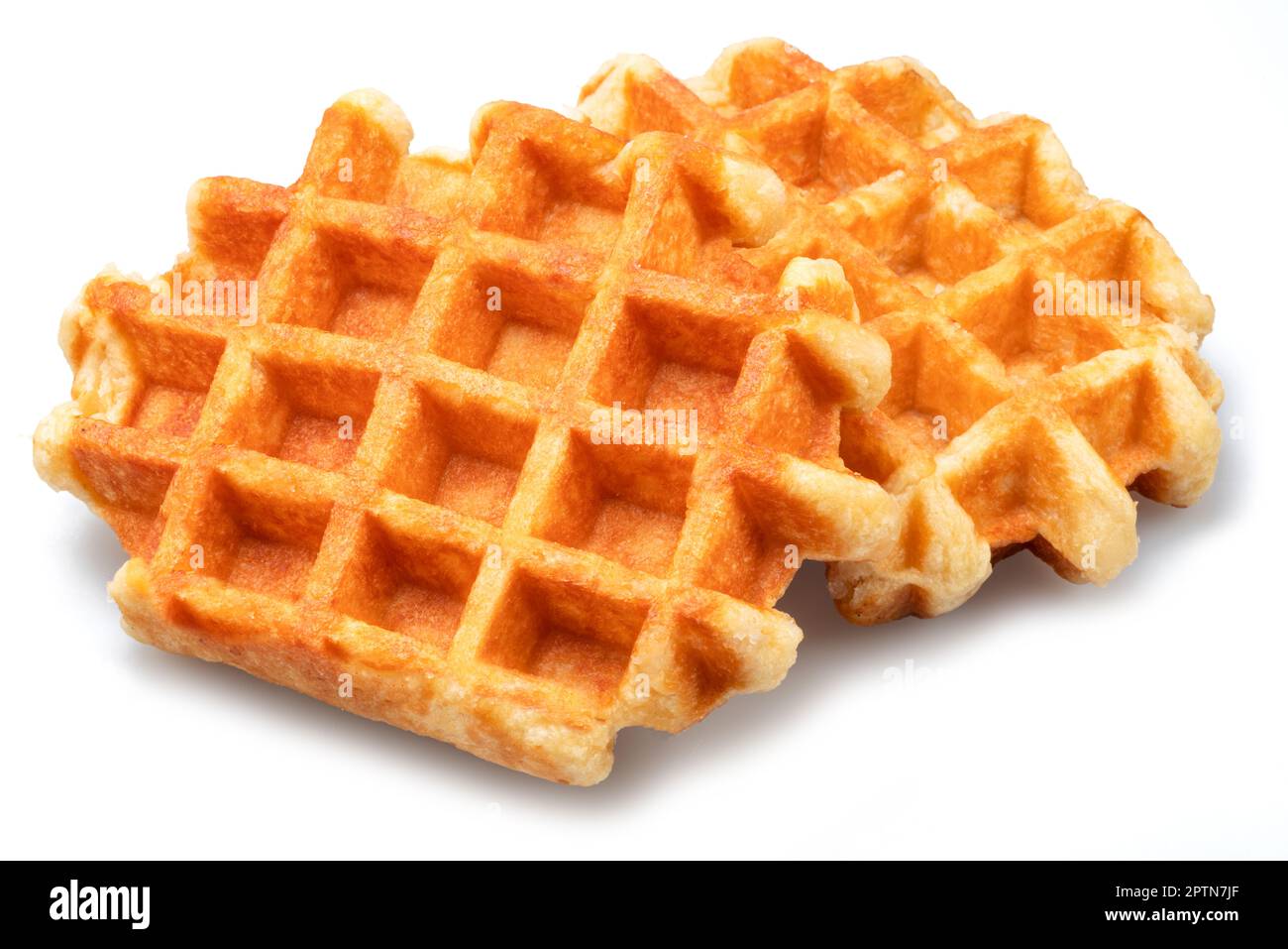Belgian waffle with deep pockets for filling isolated on white ...