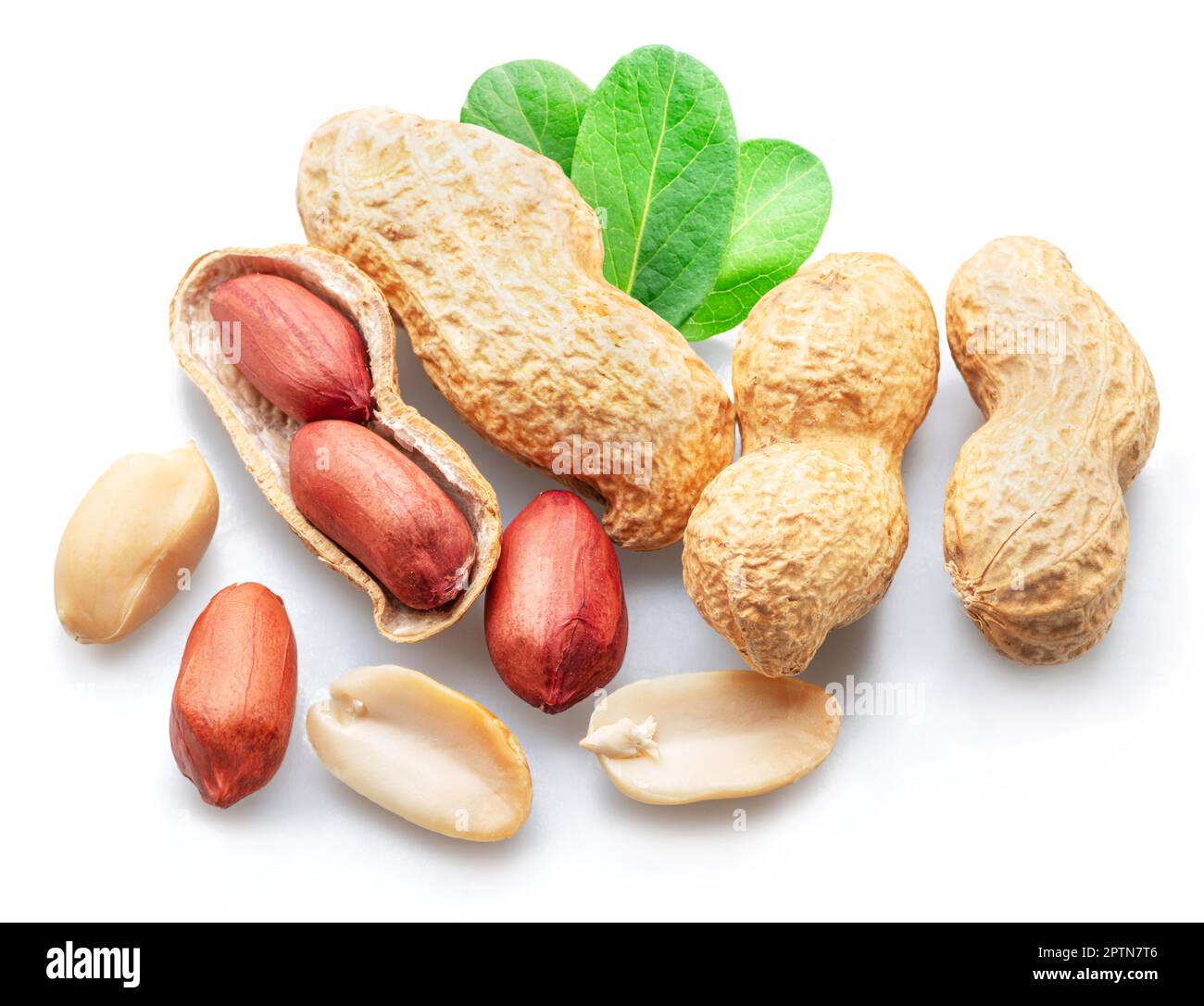 Peanuts whole and cracked isolated on white background Stock Photo - Alamy