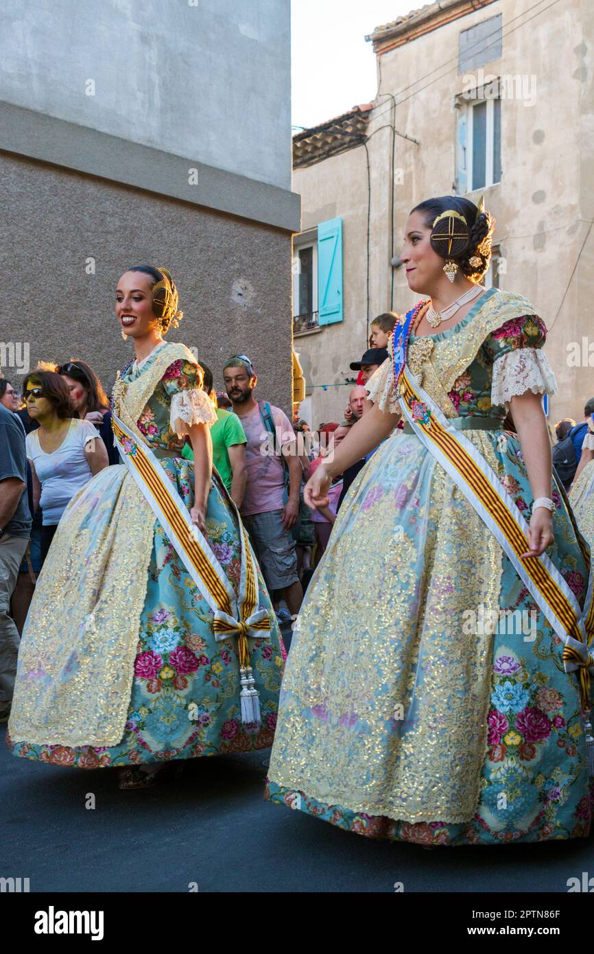 Parade of the Queens of Spain "Las Falleras" during the Sol Y Fiesta ...