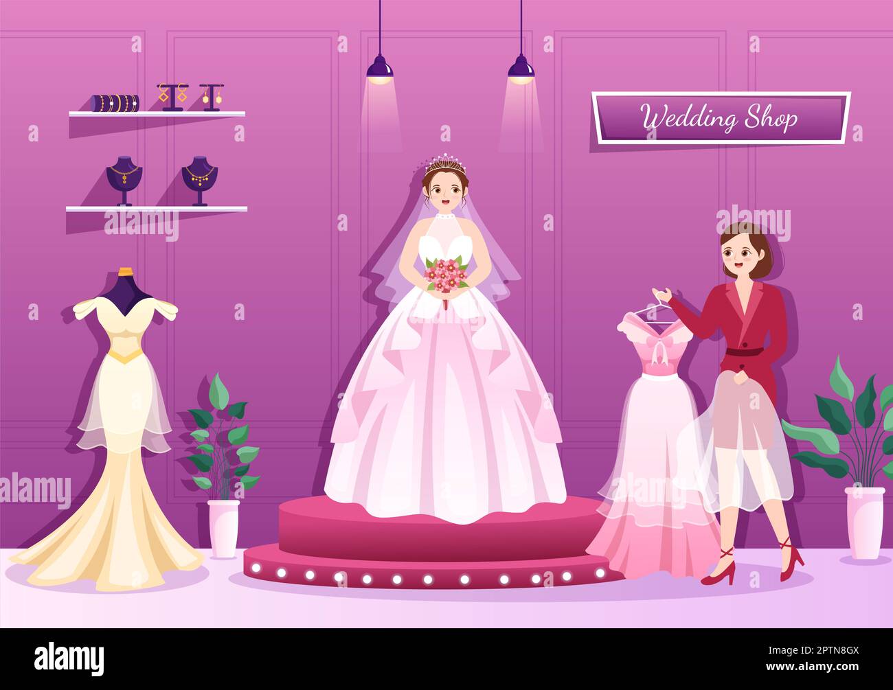 Wedding Dress Shopping Cartoon