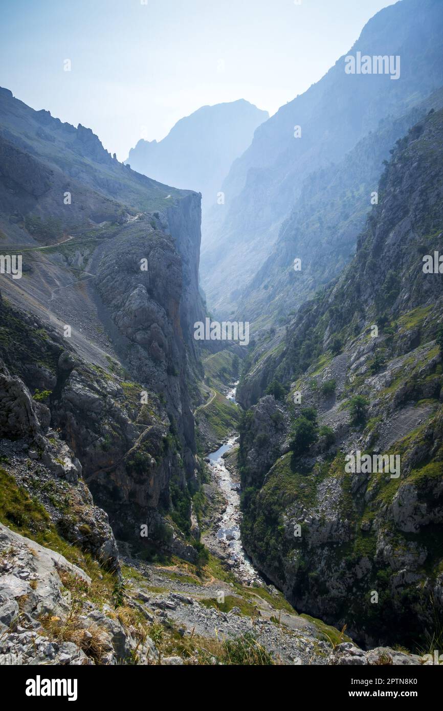 Cares trail - ruta del Cares - in Picos de Europa canyon, Asturias ...
