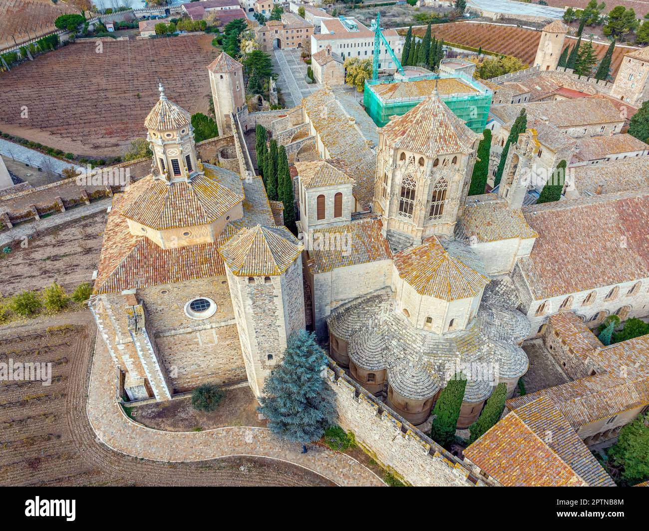 Monastery of Santa Maria de Poblet, Catalonia, Spain, side view detail ...