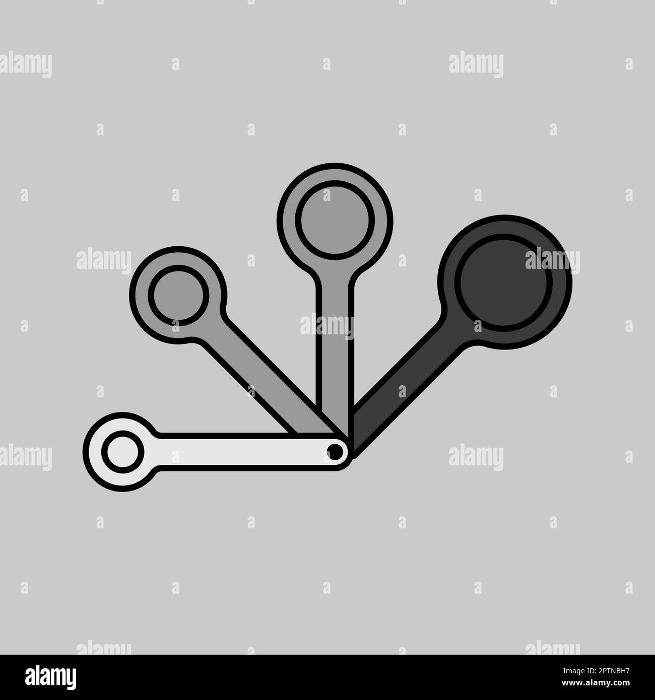 Measuring spoons vector grayscale icon. Kitchen appliance. Graph symbol ...