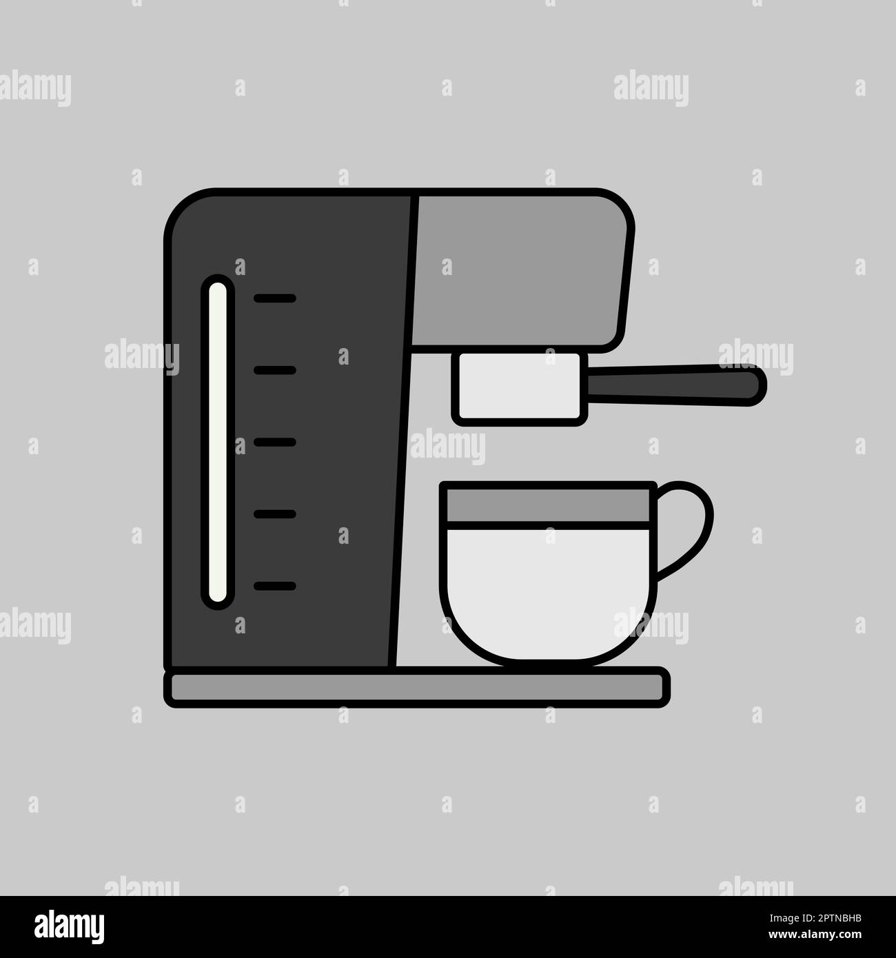 Coffee machine with cup vector grayscale icon for home, restaurant ...