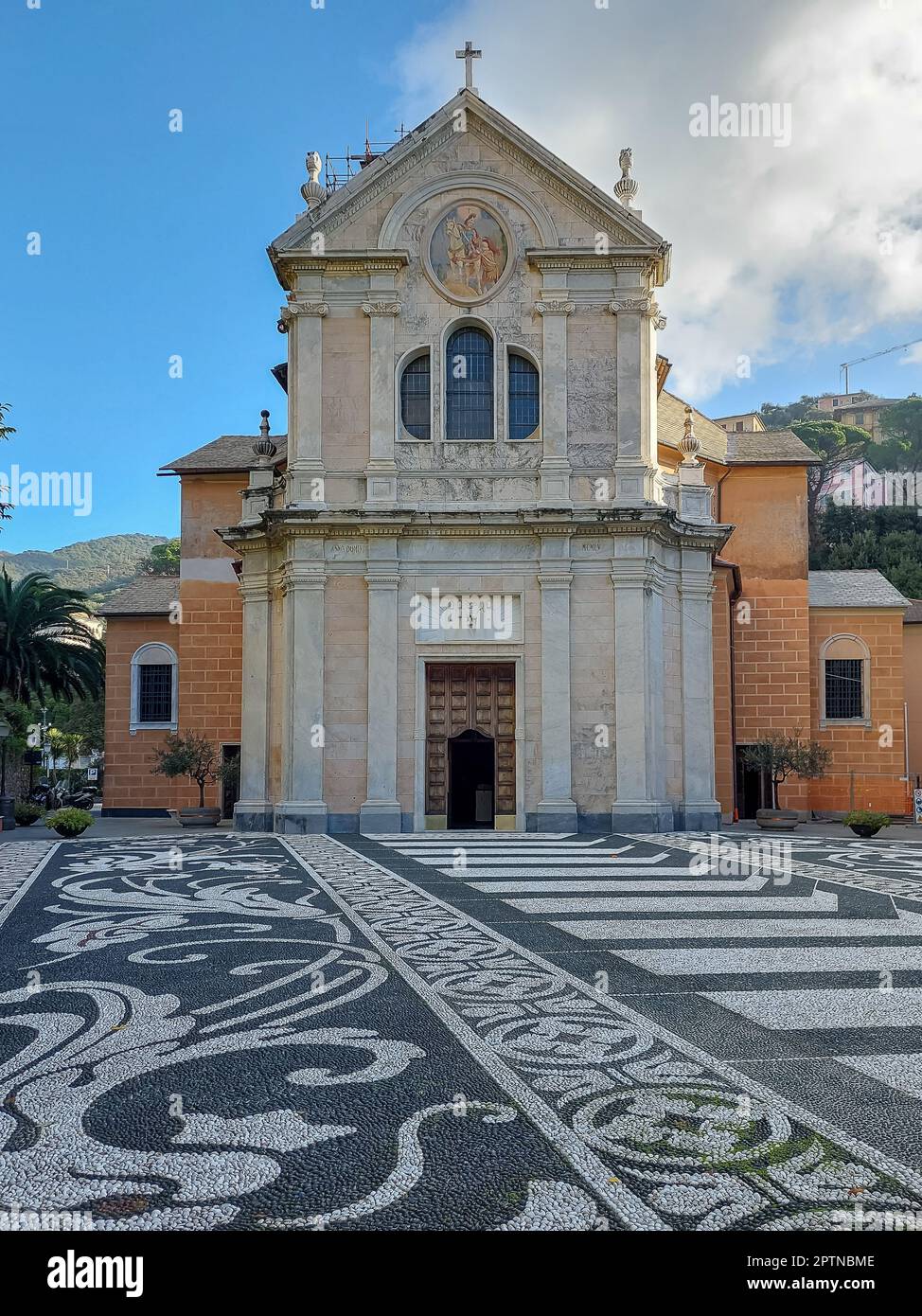 Main Church in Zoagli, village on the Italian Riviera near Chiavari ...