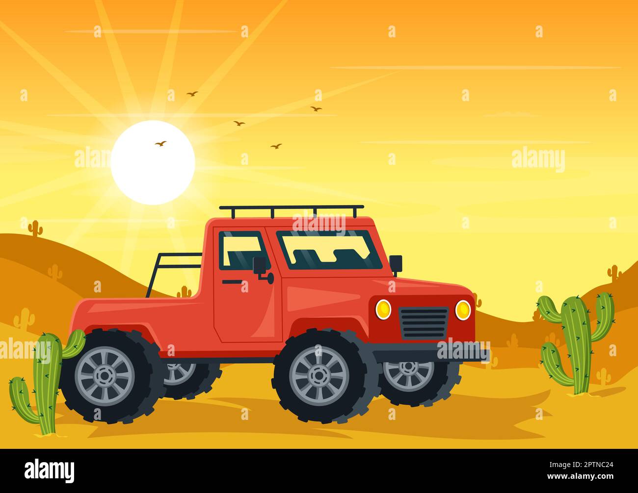 Off Road Illustration with a Jeep Car or SUV to Pass Through Rocky ...