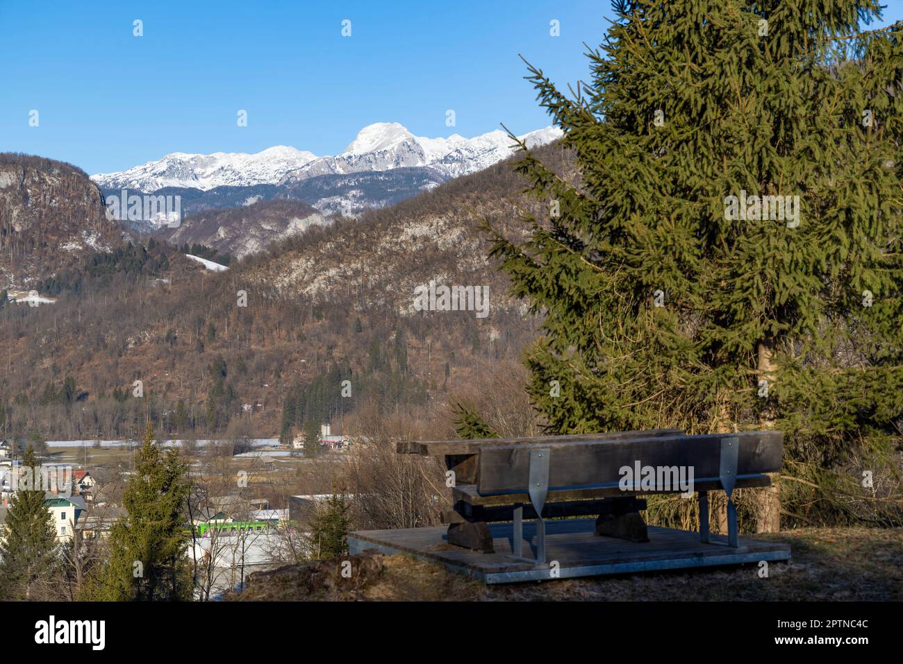 Winter landscape with Triglav peak, Triglavski national park, Slovenia ...