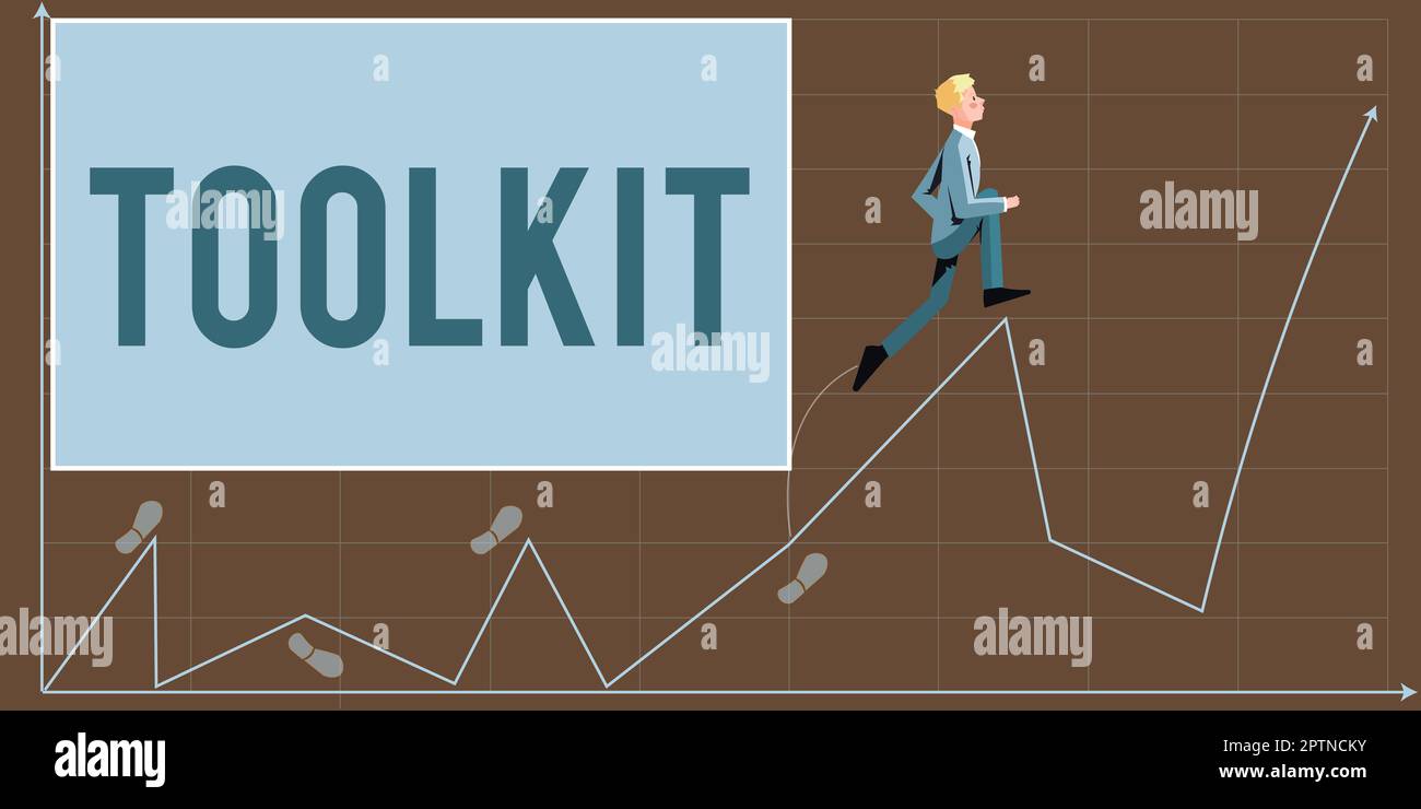 Sign displaying Toolkit, Conceptual photo set of tools kept in a bag or ...