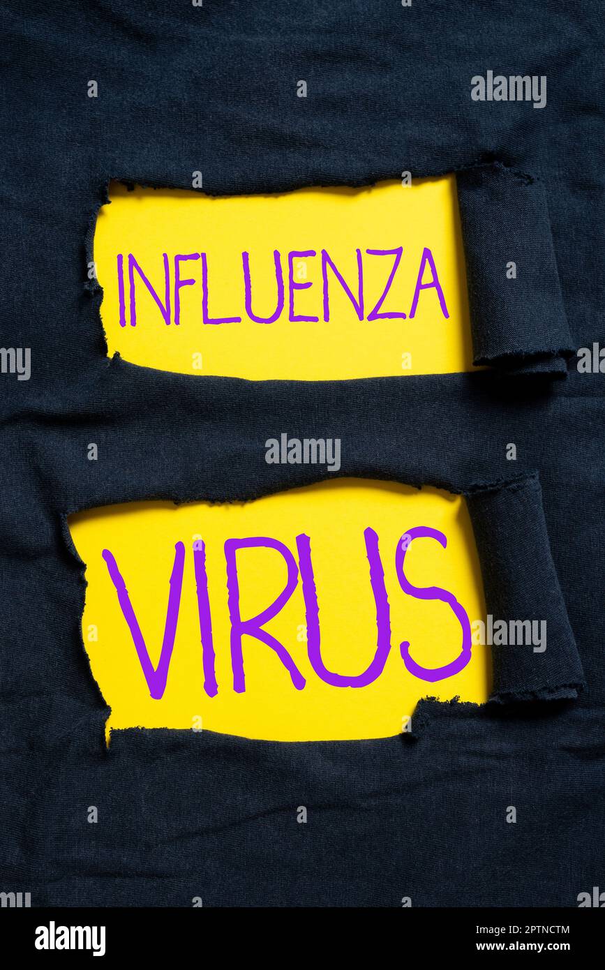 Text caption presenting Influenza Virus, Word for an infectious disease ...