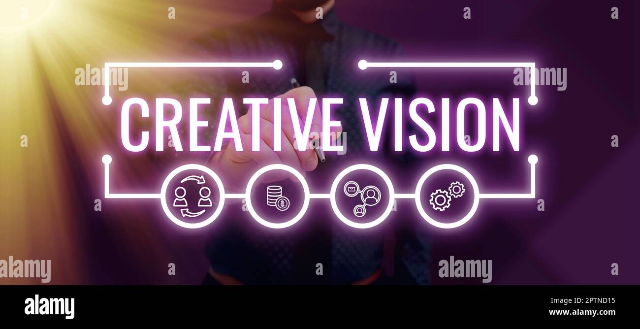 Conceptual display Creative Vision, Word Written on process of ...