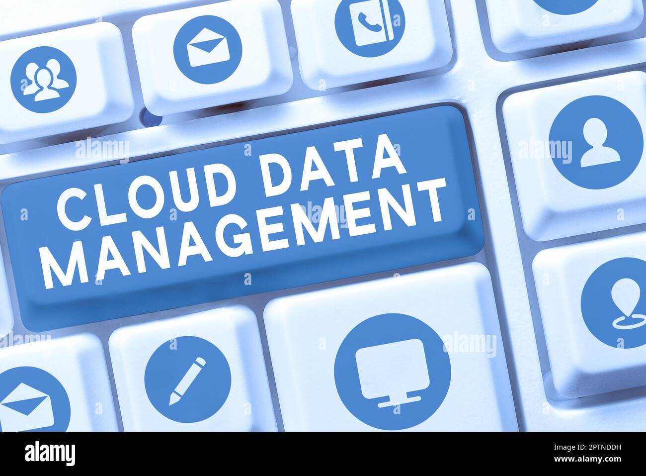 Handwriting text Cloud Data Management, Business concept A technique to manage data across cloud ...