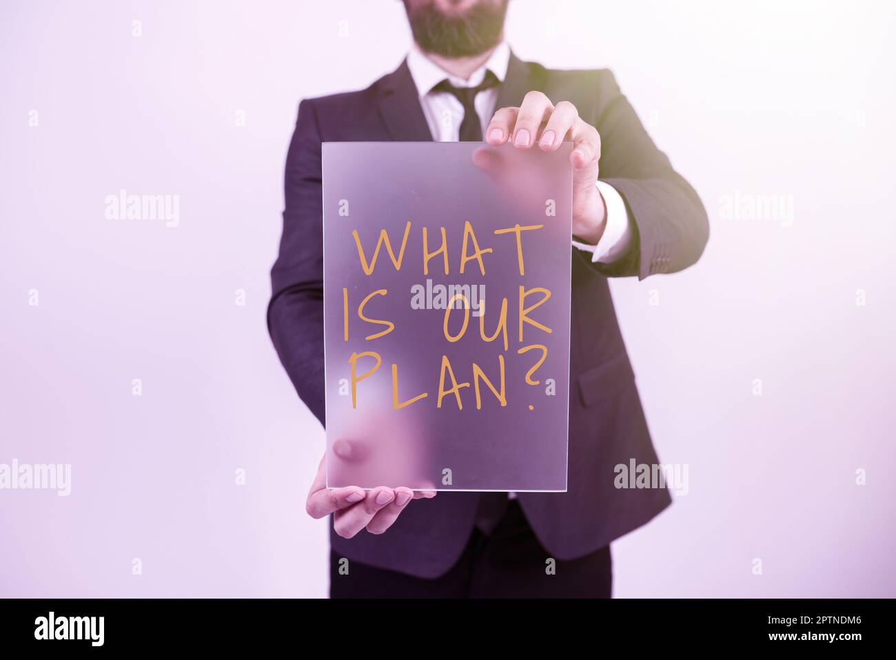Sign displaying What Is Our Planquestion, Business showcase Mission ...