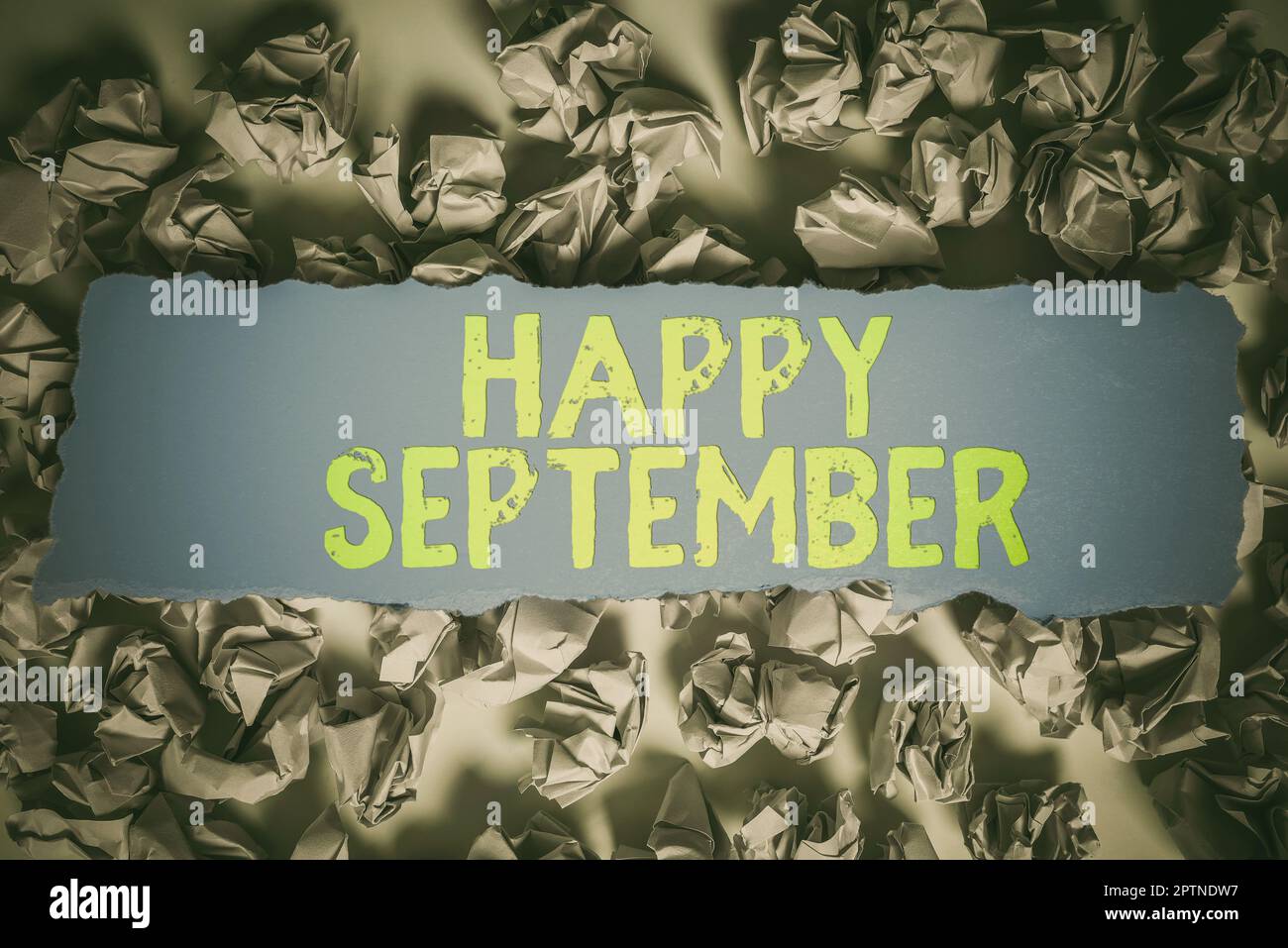 Text caption presenting Happy September, Business overview welcoming ...