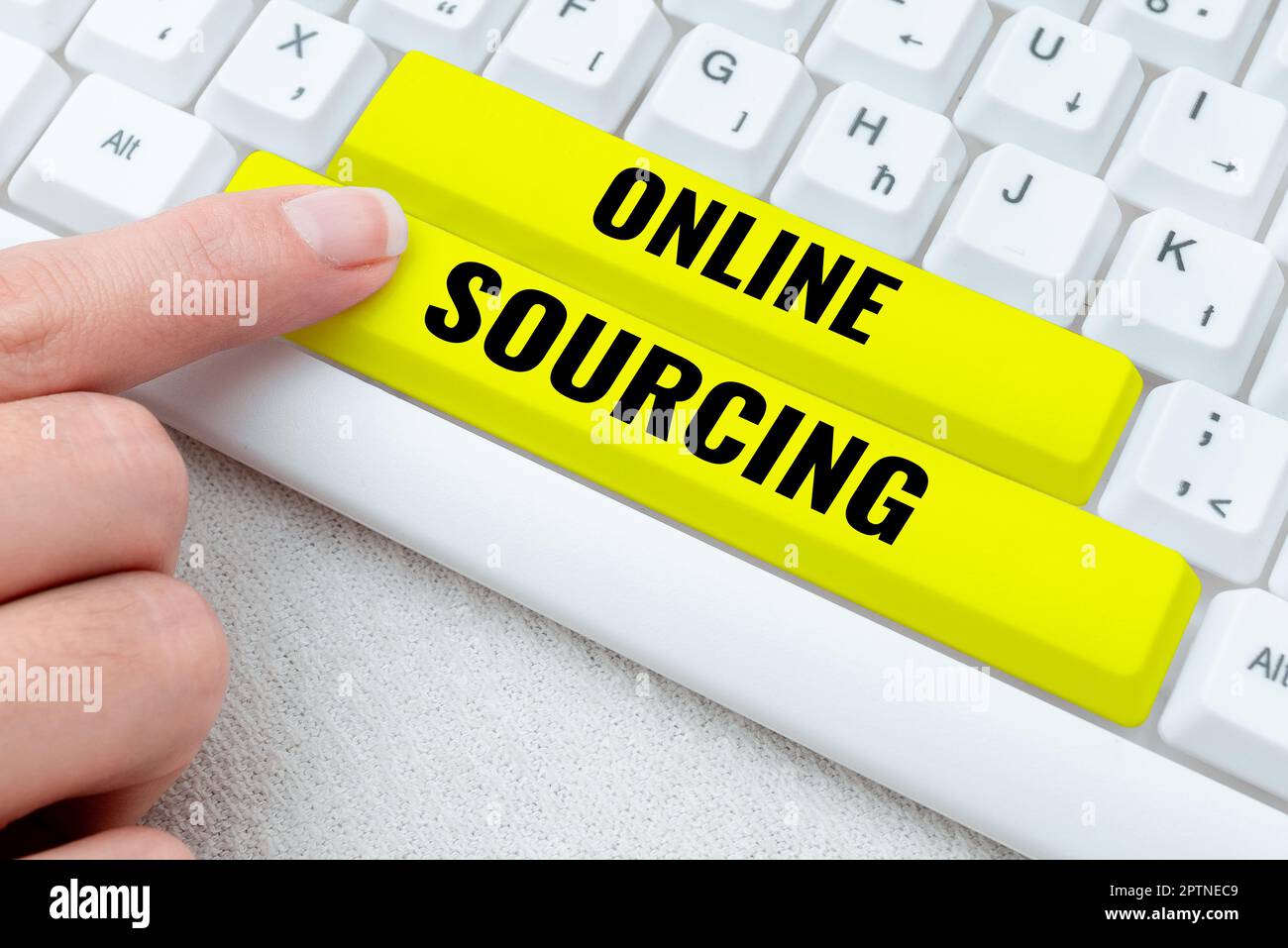 Sign displaying Online Sourcing, Business approach purchase of goods ...