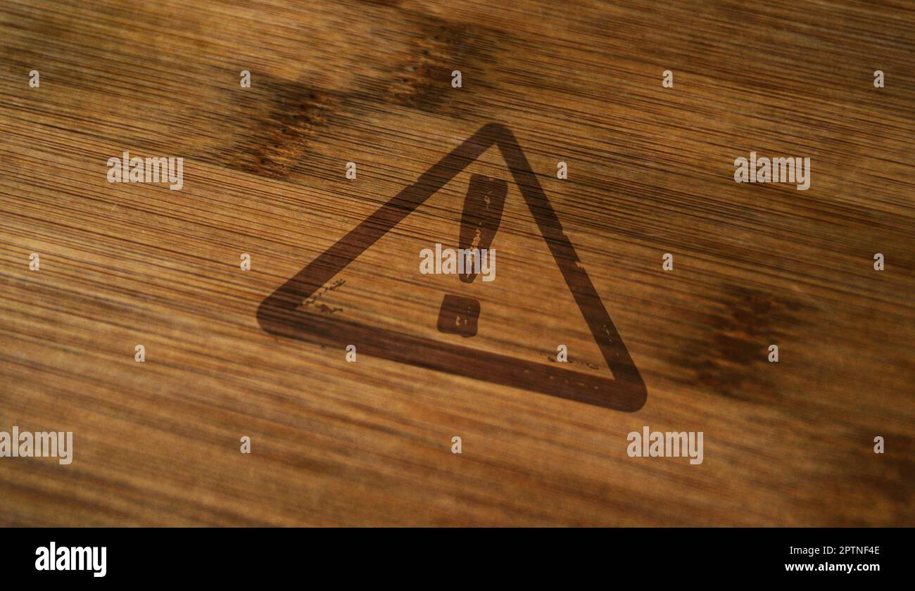 Alert stamp printed on wooden box. Danger alarm, security warning ...