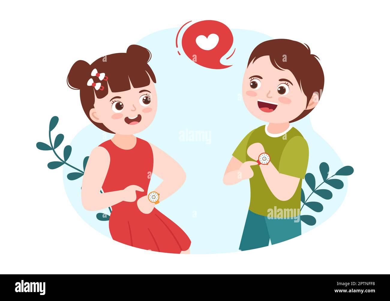 Watches Store with Kids Wearing Digital Watch in Flat Cartoon Hand ...