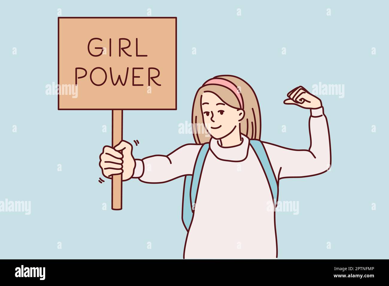 Beautiful woman demonstrates sign with text girl power fighting for ...