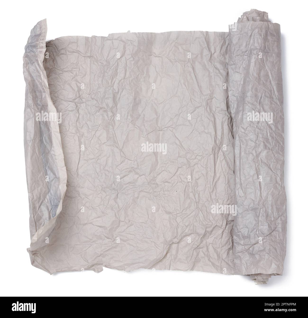 Roll of gray crumpled paper isolated on white background Stock Photo ...