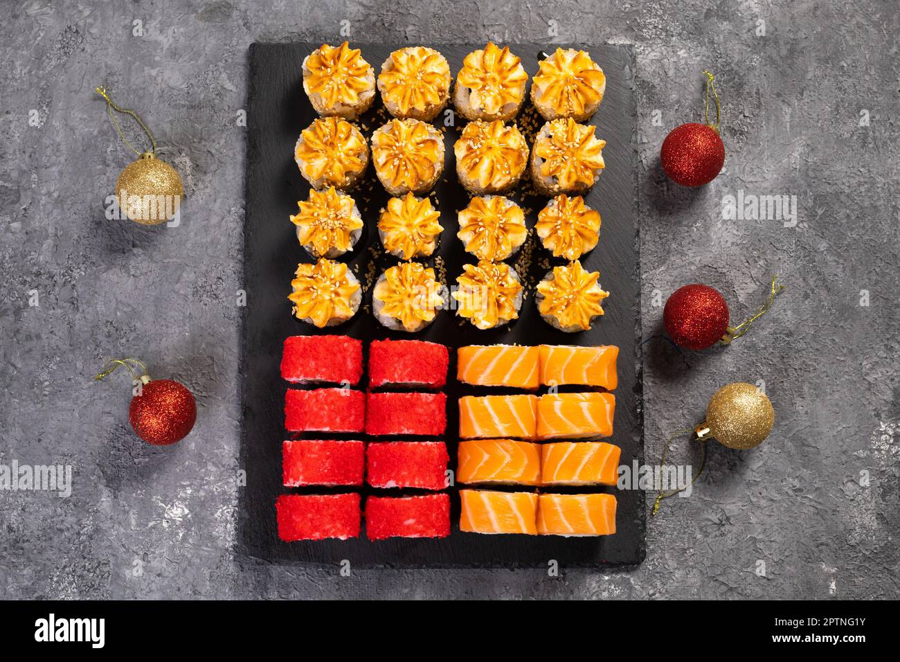 Sushi for Christmas New Year party, winter holiday food delivery menu ...