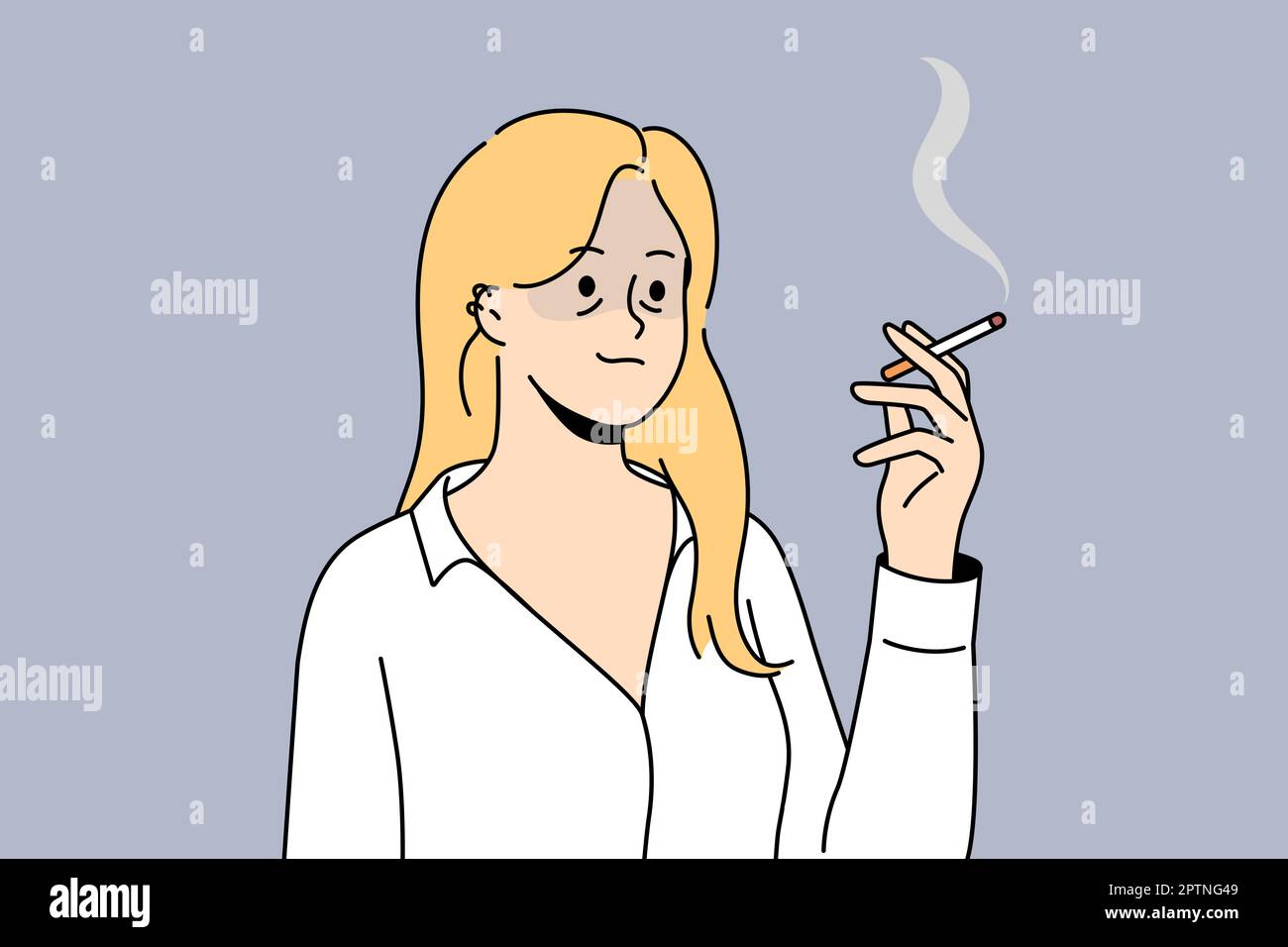 Tired woman smoking cigarette Stock Vector Image & Art - Alamy