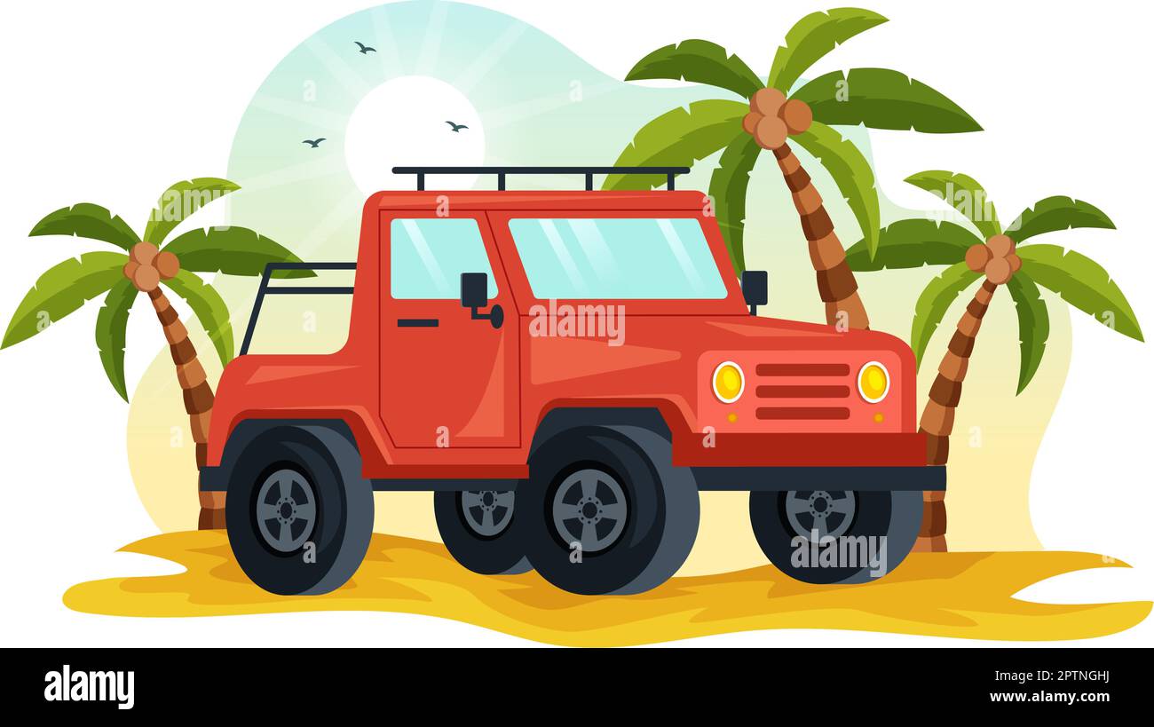 Off Road Illustration with a Jeep Car or SUV to Pass Through Rocky ...