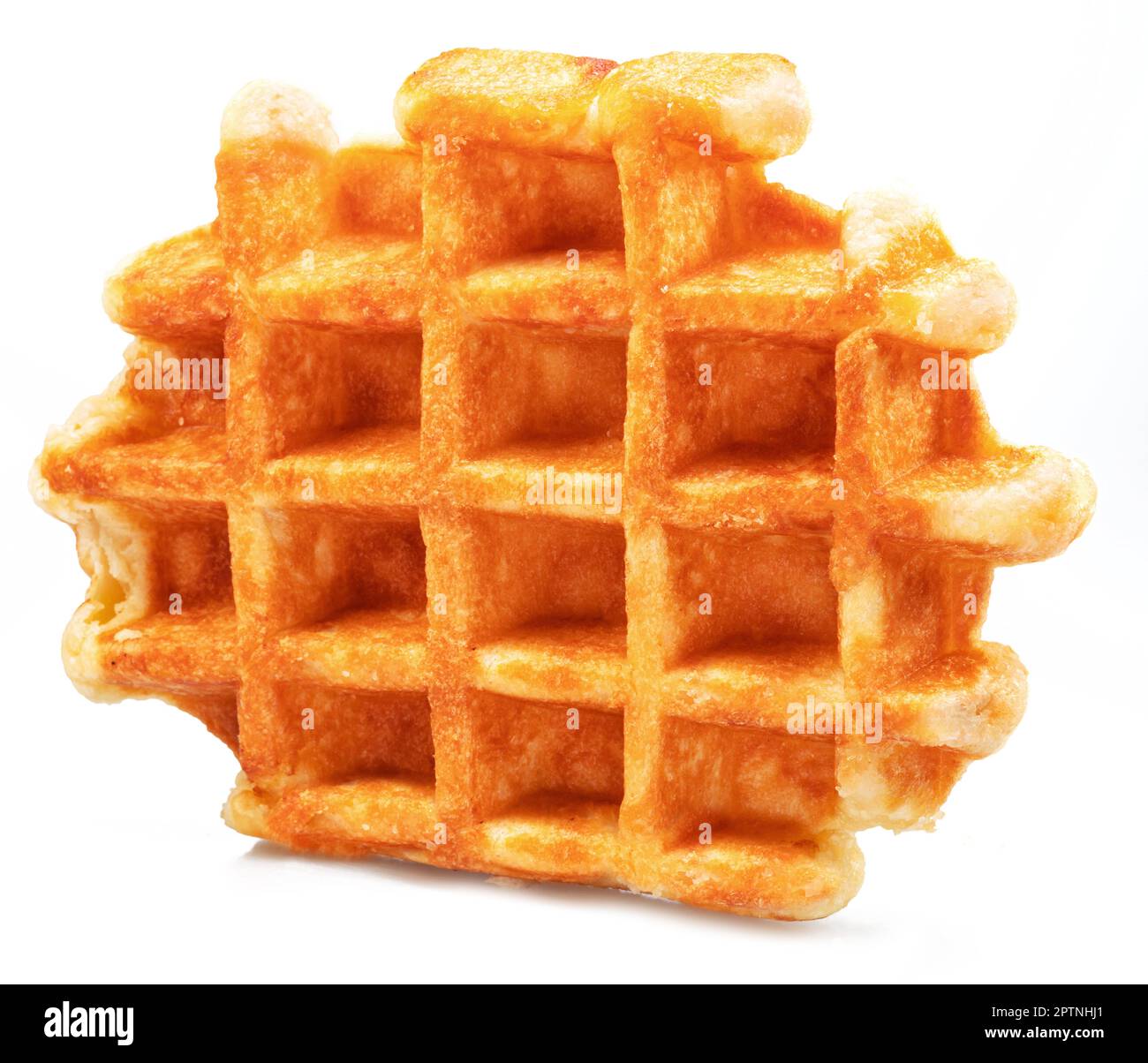 Belgian waffle with deep pockets for filling isolated on white ...