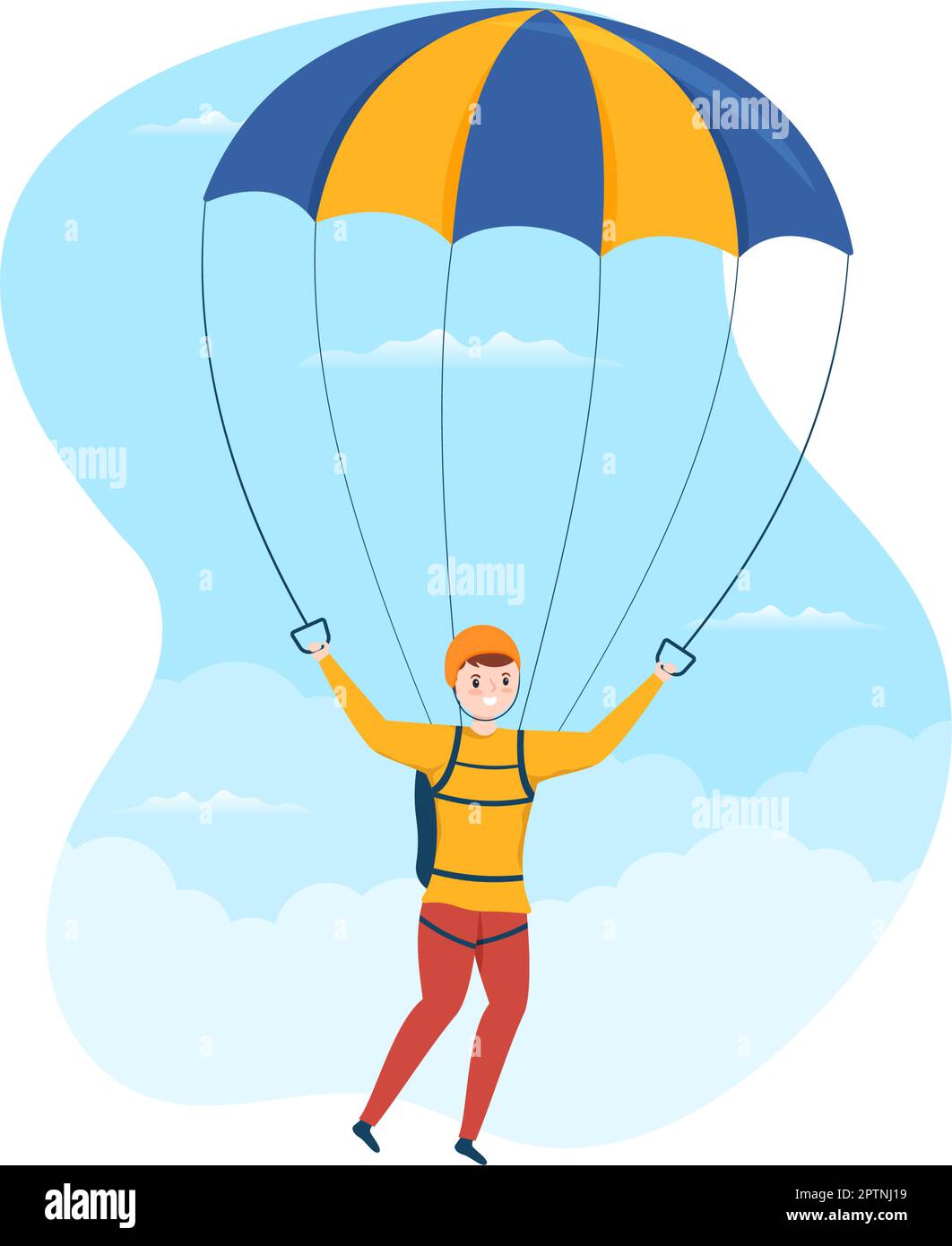 Skydiving Illustration with Skydivers use Parachute and Sky Jump for ...