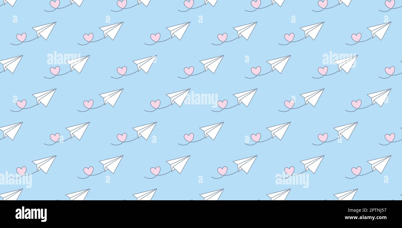 Blue sky, paper plane seamless repeat pattern vector background Stock ...