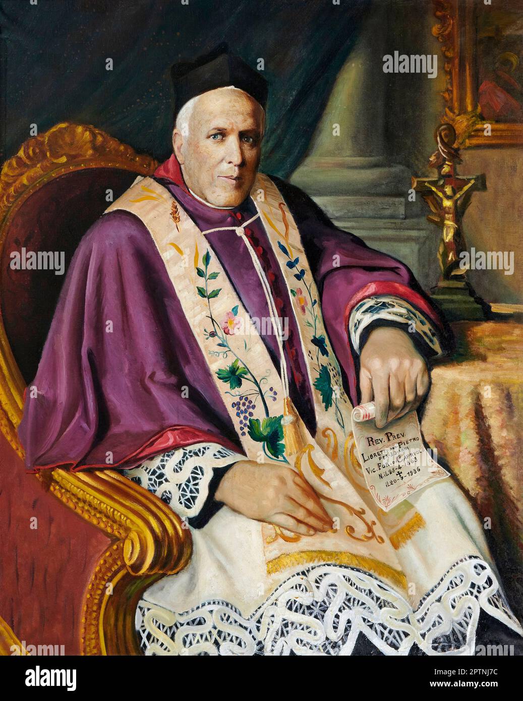 Ritratto di Don Pietro Libretti - olio su tela - pittore bresciano ...