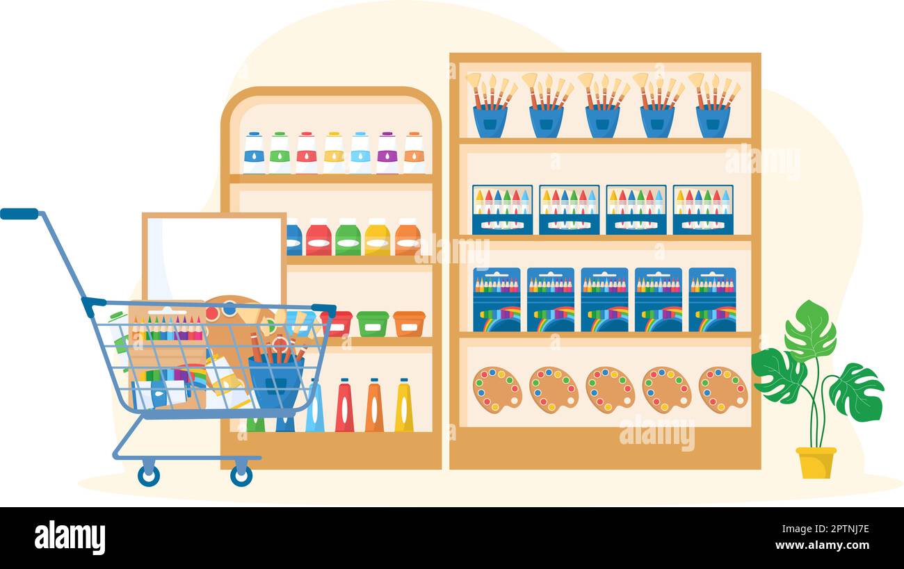Art Shop with Painting Supplies Store Accessories and Tools for Drawing ...