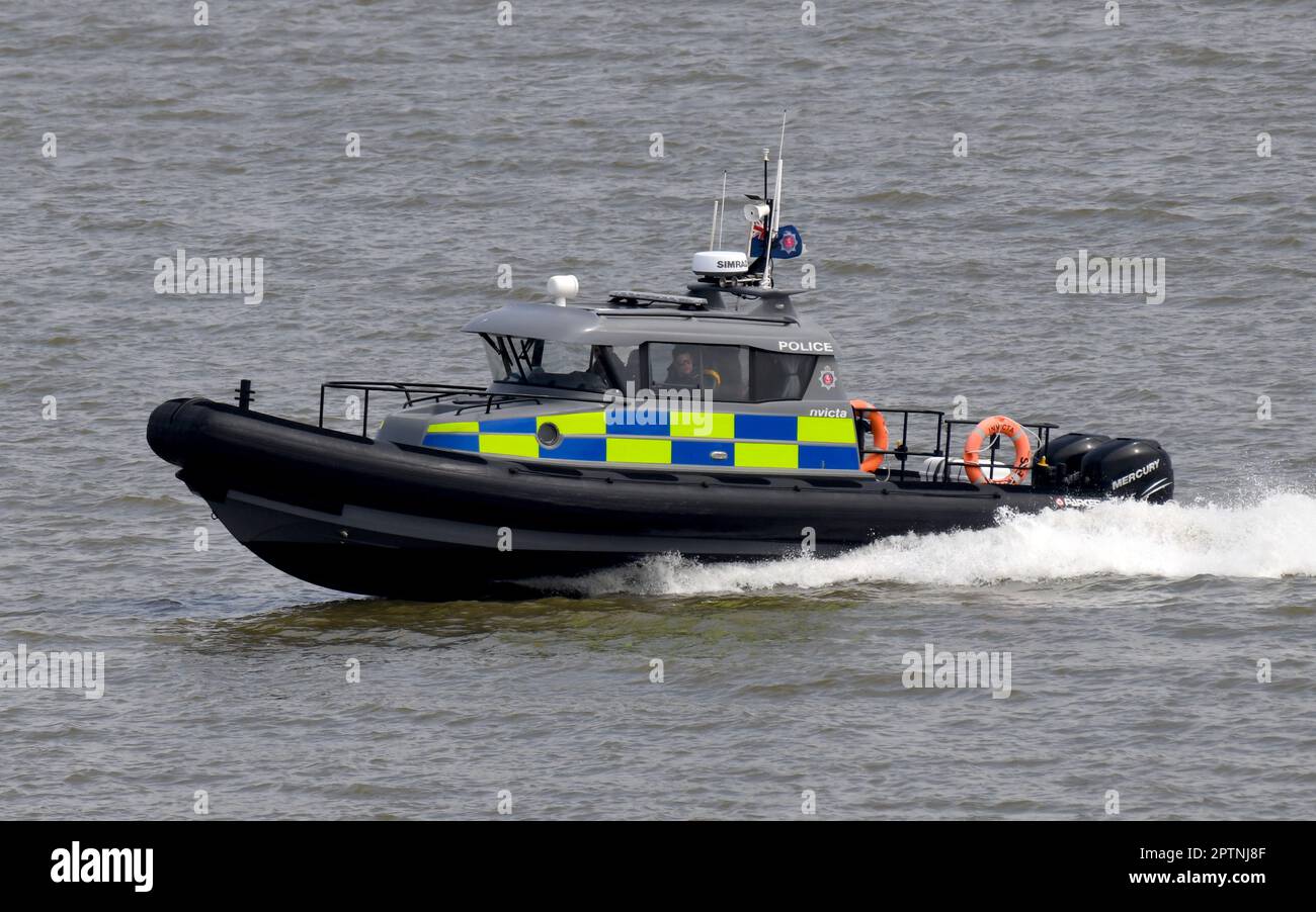 Essex Marine Police Boat ‘Invicta’ patrolling the River Thames near ...