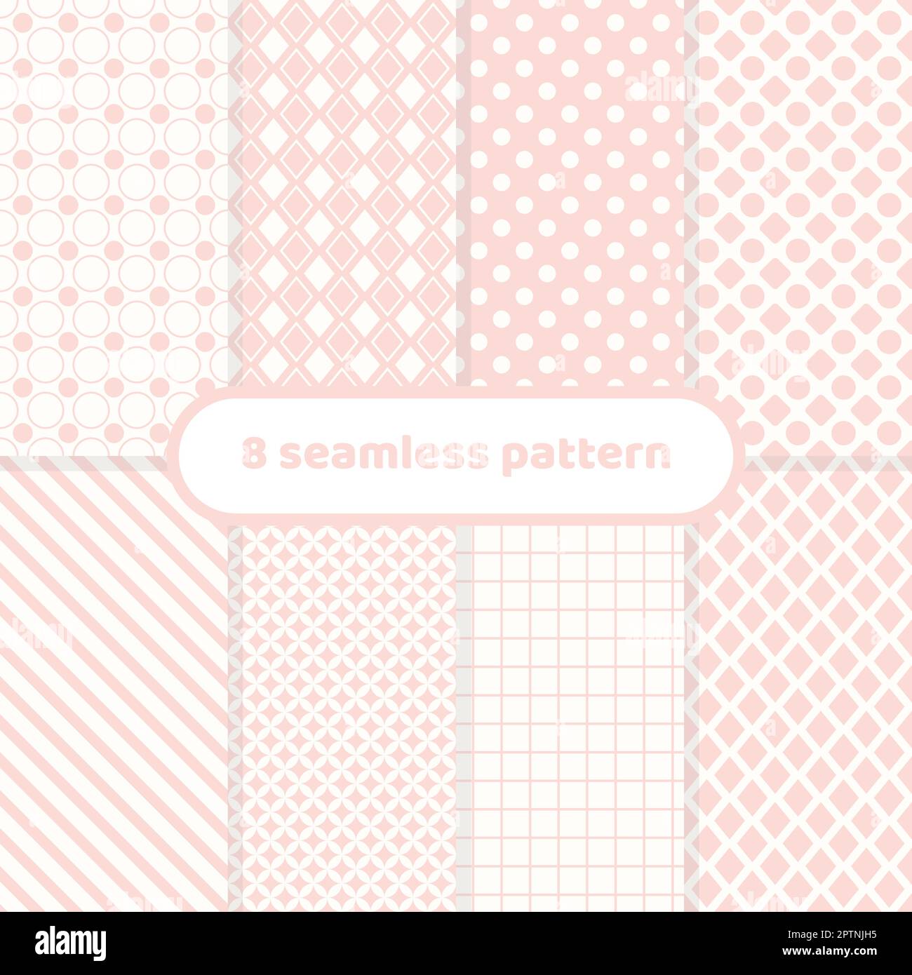 Pastel peach and white geometric abstract repeat patterns, set Stock ...