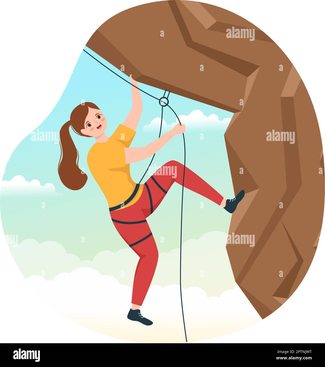Cliff Climbing Illustration with Climber Climb Rock Wall or Mountain ...