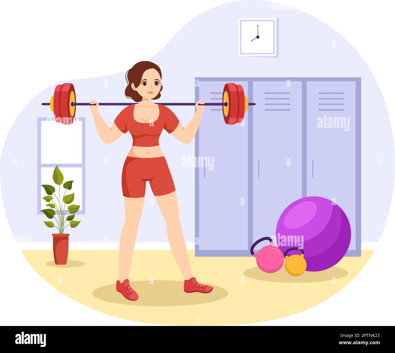 Weightlifting Sport Illustration with Athlete Lifts a Heavy Barbell ...