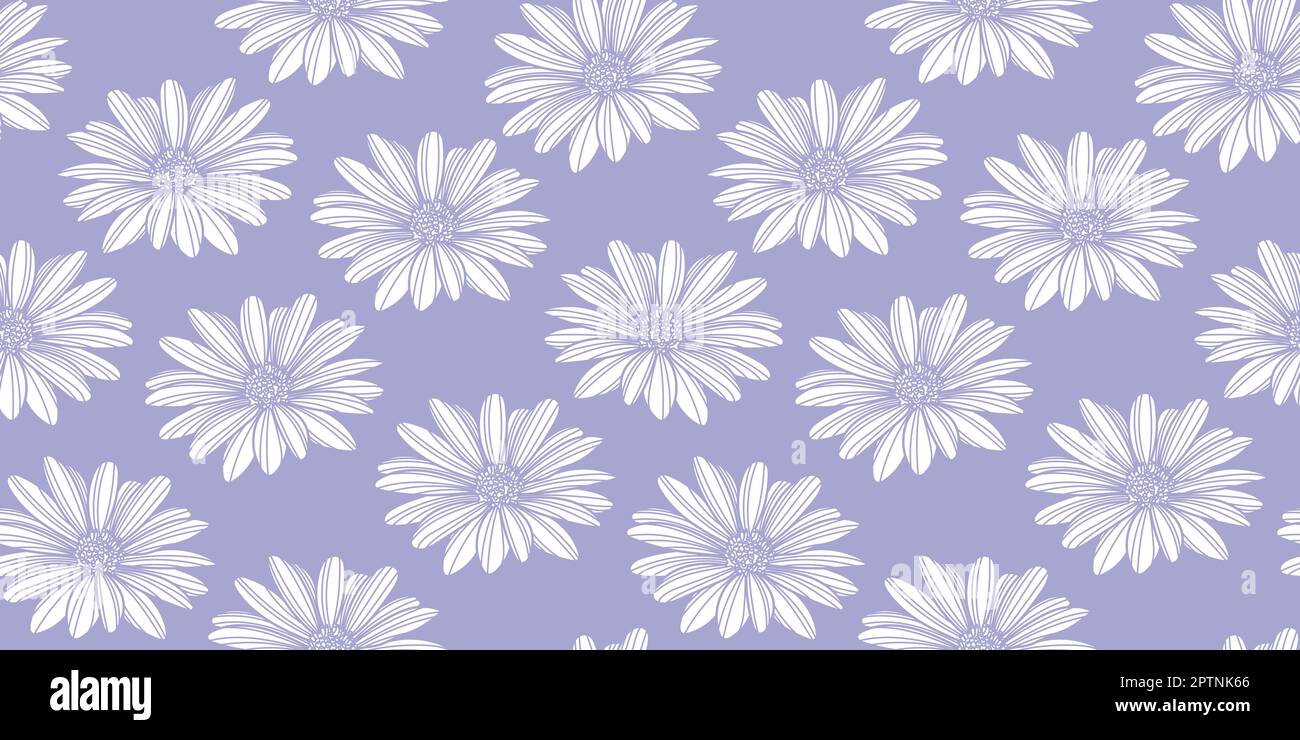 Daisy flower vector pattern background. Blue wallpaper Stock Vector ...
