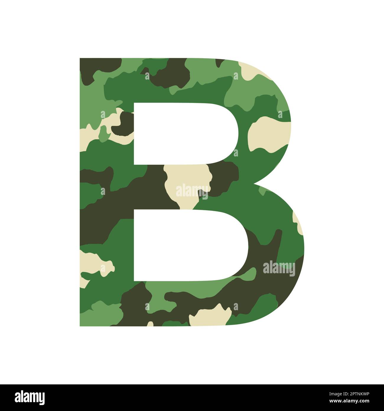 English alphabet letter B, khaki style isolated on white background ...
