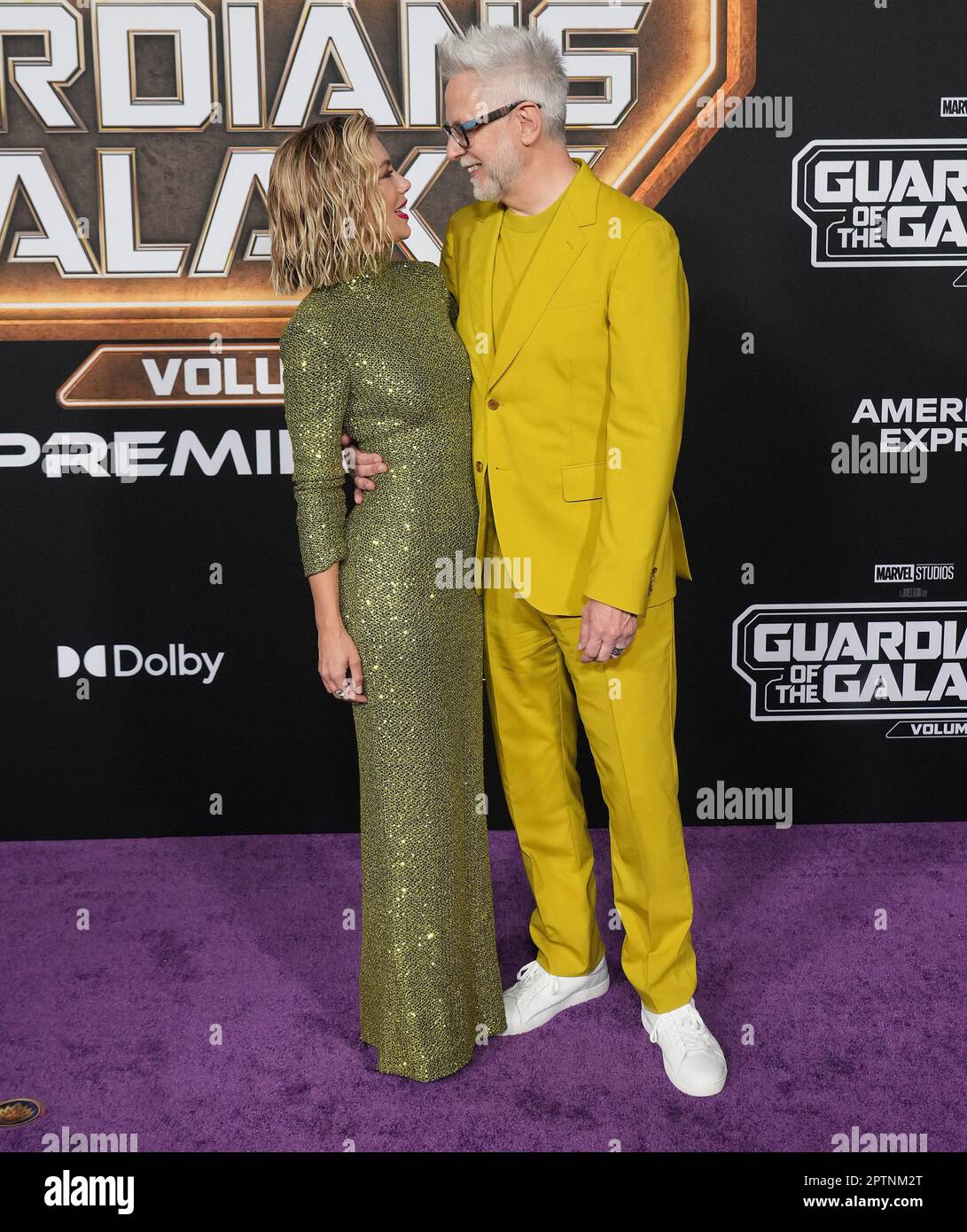 Los Angeles, USA. 27th Apr, 2023. (L-R) Jennifer Holland and James Gunn ...