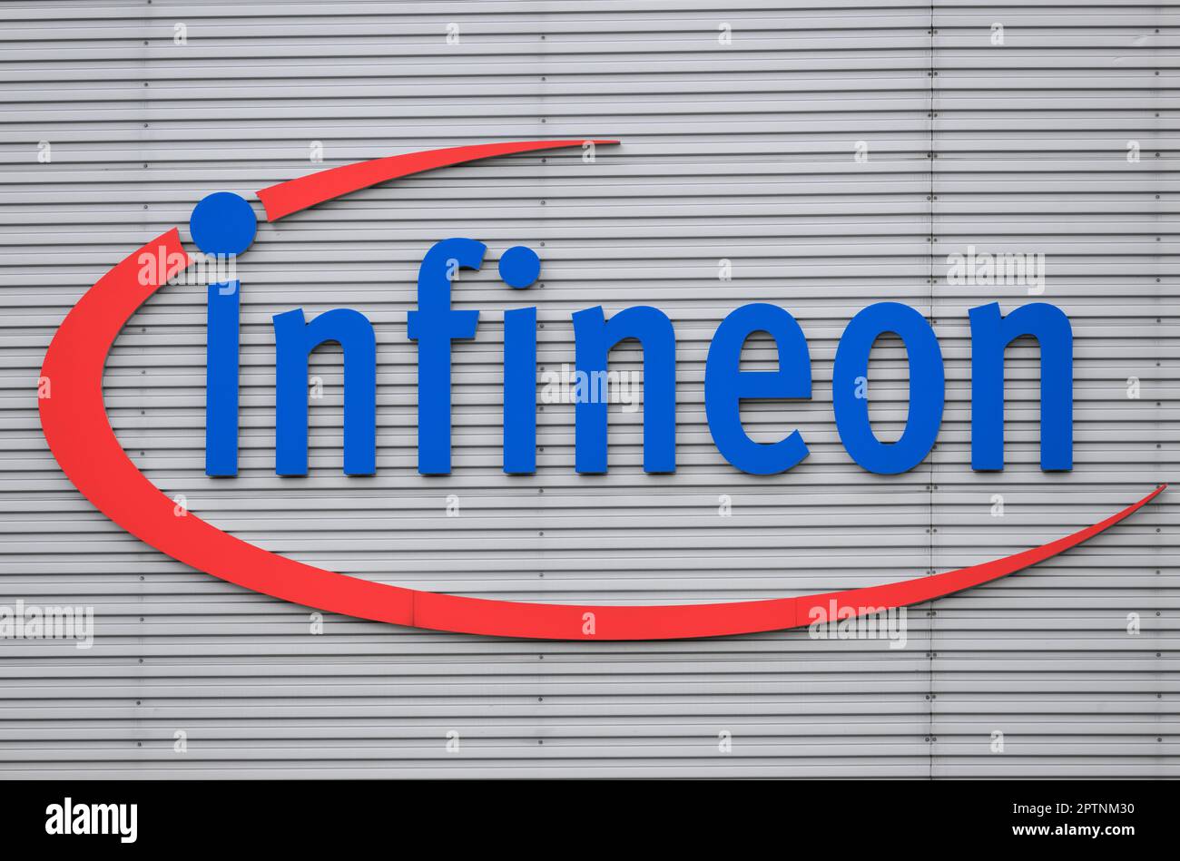 Dresden, Germany. 26th Apr, 2023. The logo of the Infineon chip group ...