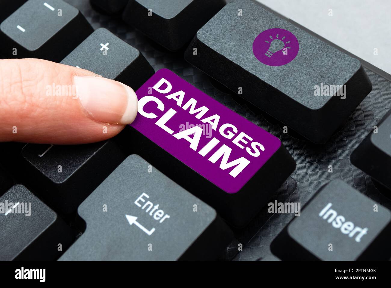 Sign displaying Damages Claim, Concept meaning Demand Compensation ...