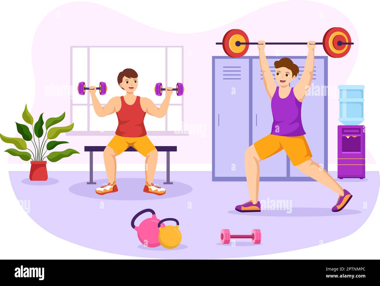 Weightlifting Sport Illustration with Athlete Lifts a Heavy Barbell, Gym Equipment and ...