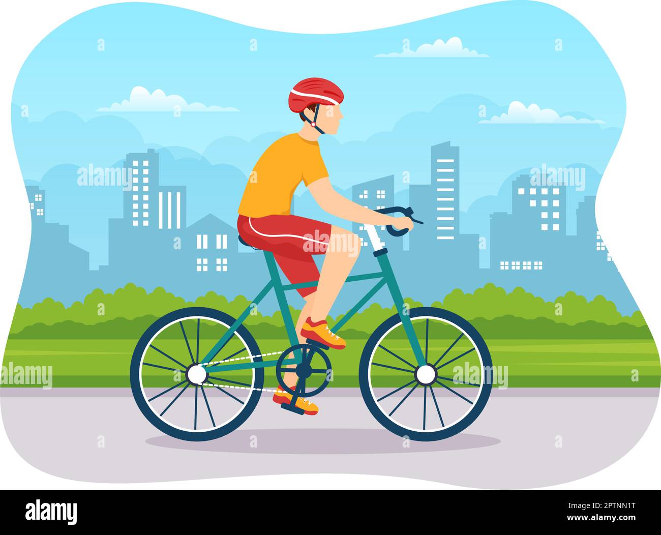Mountain Biking Illustration with Cycling Down the Mountains for Sports ...