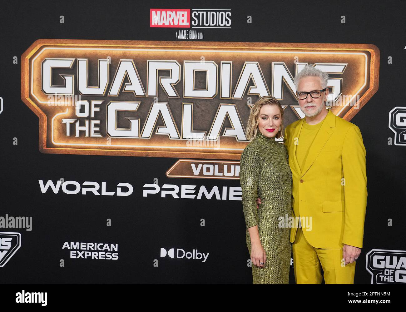 Los Angeles, USA. 27th Apr, 2023. (L-R) Jennifer Holland and James Gunn ...