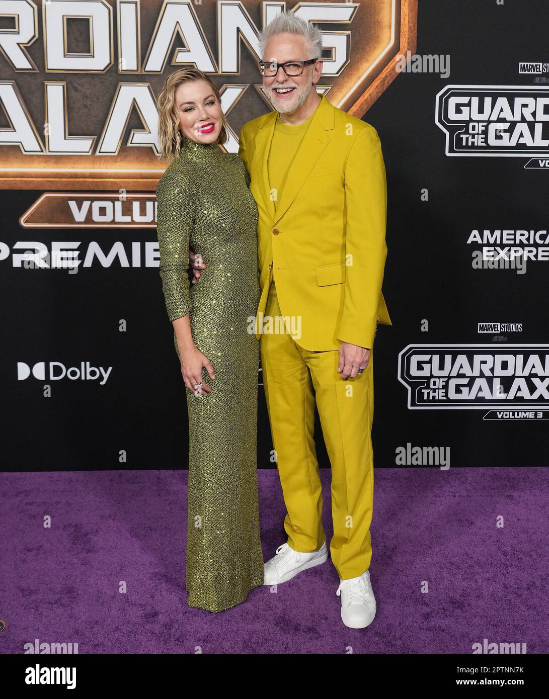 Los Angeles, USA. 27th Apr, 2023. (L-R) Jennifer Holland and James Gunn ...