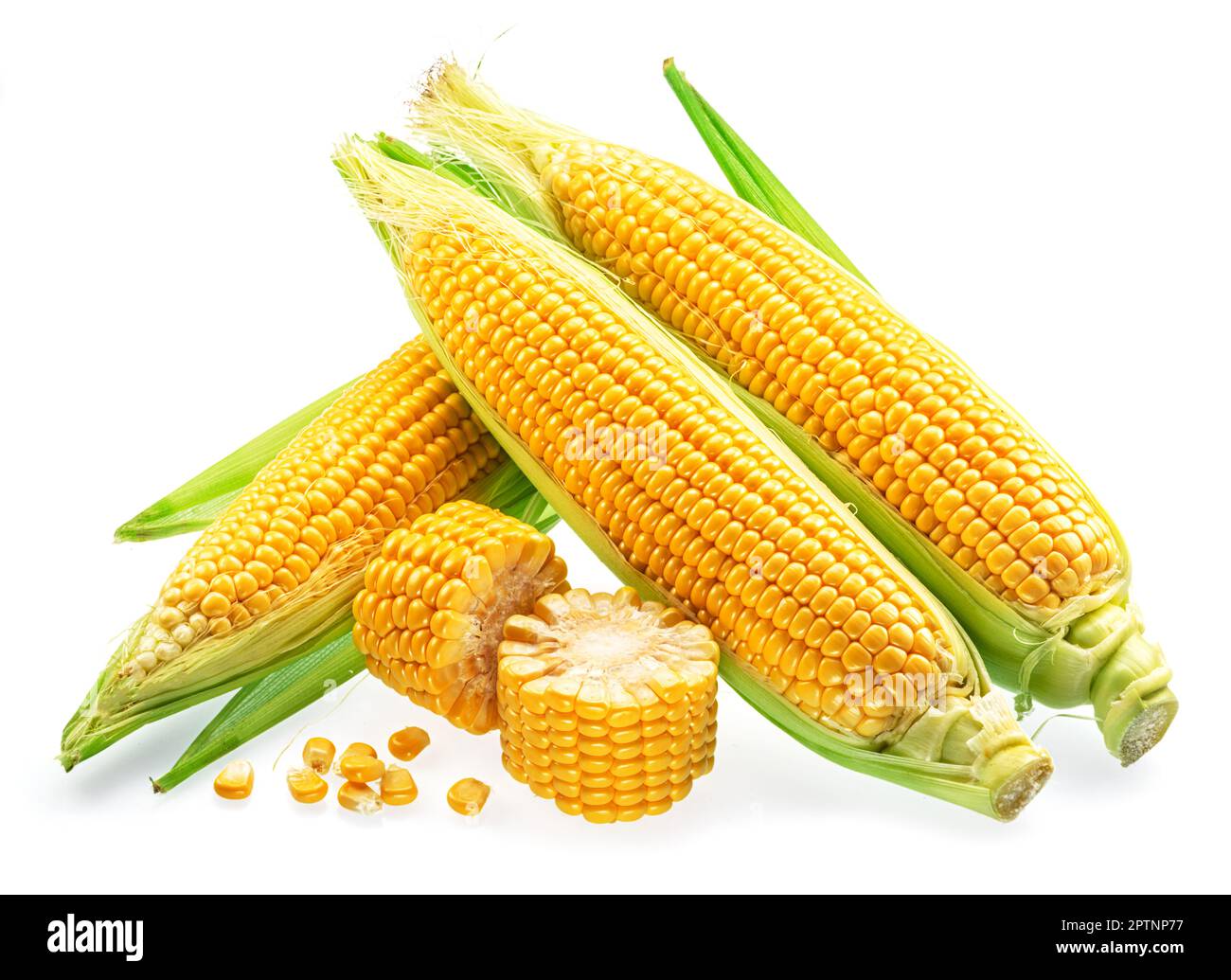 Maize cobs or corn cobs isolated on white background Stock Photo - Alamy