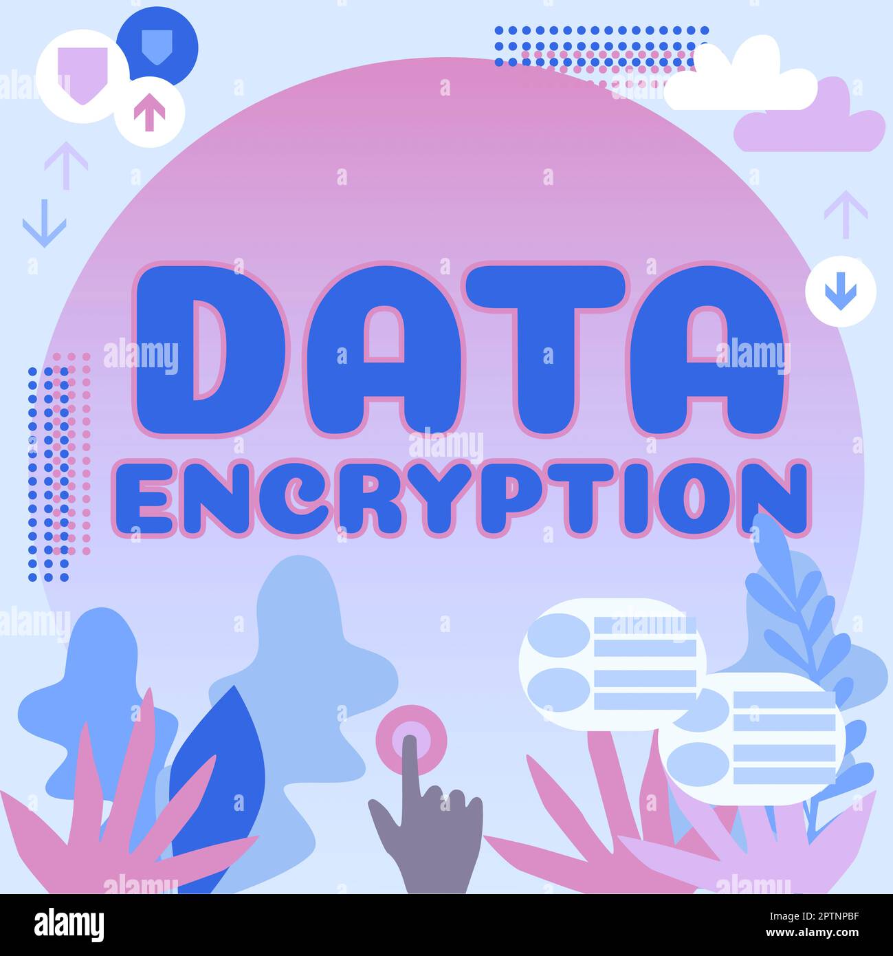 Text caption presenting Data Encryption, Business idea Conversion of data into code for ...