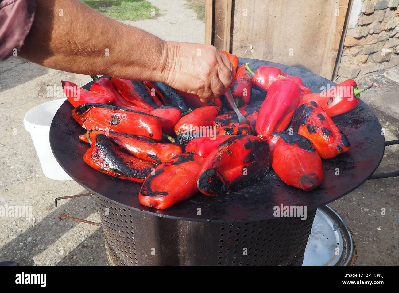 Roasting red peppers for a smoky flavor and quick peeling. Thermal ...